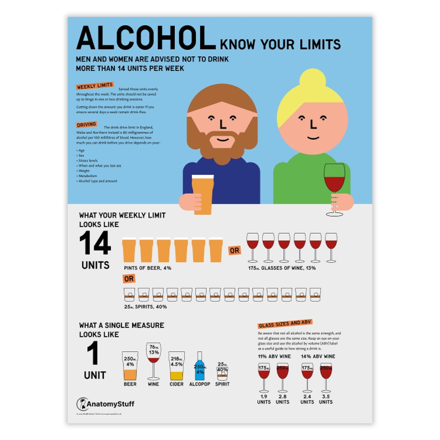 "Know Your Limits" Alcohol Education Poster | Drink Aware – AnatomyStuff