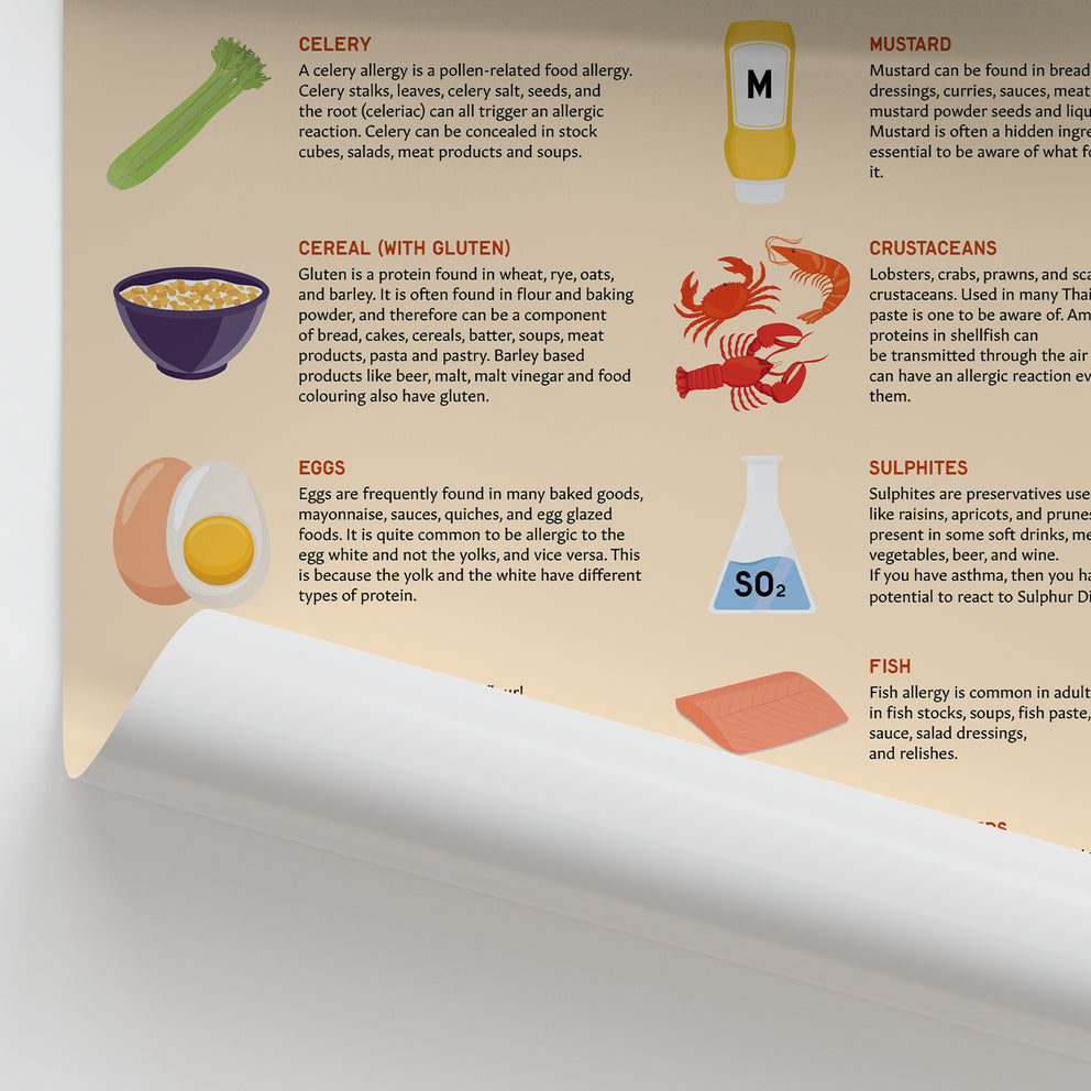 Common Food Allergens Poster | Food Allergy Awareness Chart – AnatomyStuff