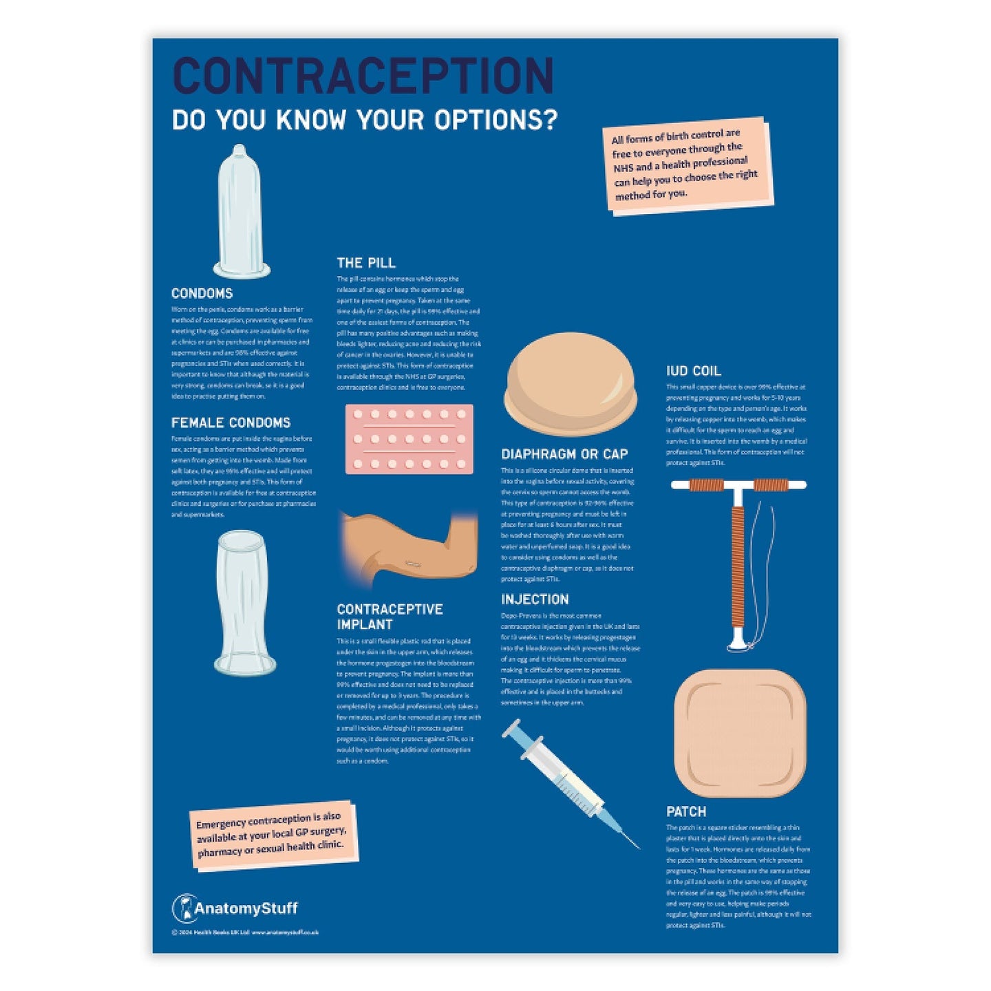 Contraception: Do you know your options? Poster | PSHE School Education ...
