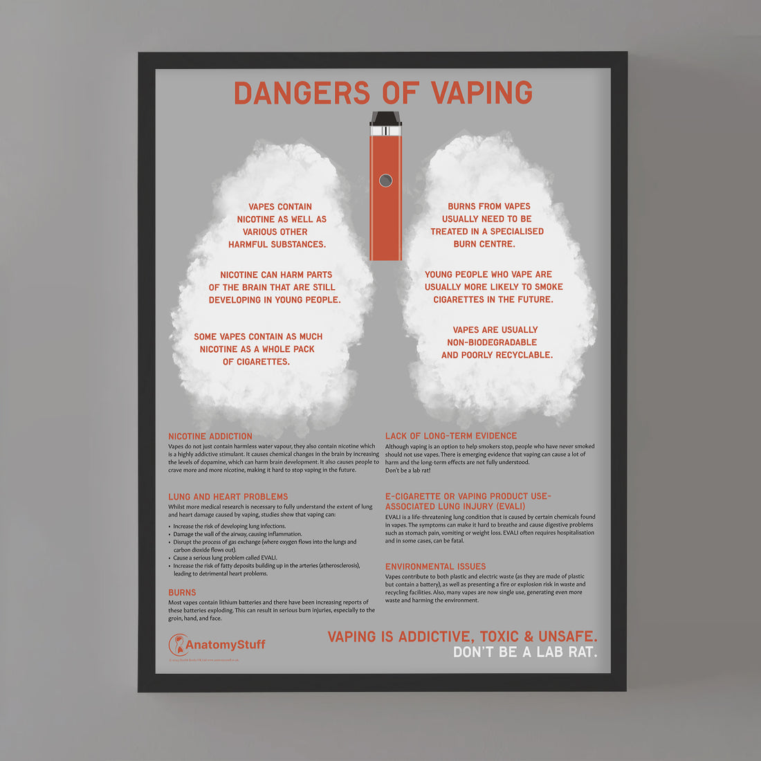 Dangers of Vaping Poster | Chart – AnatomyStuff