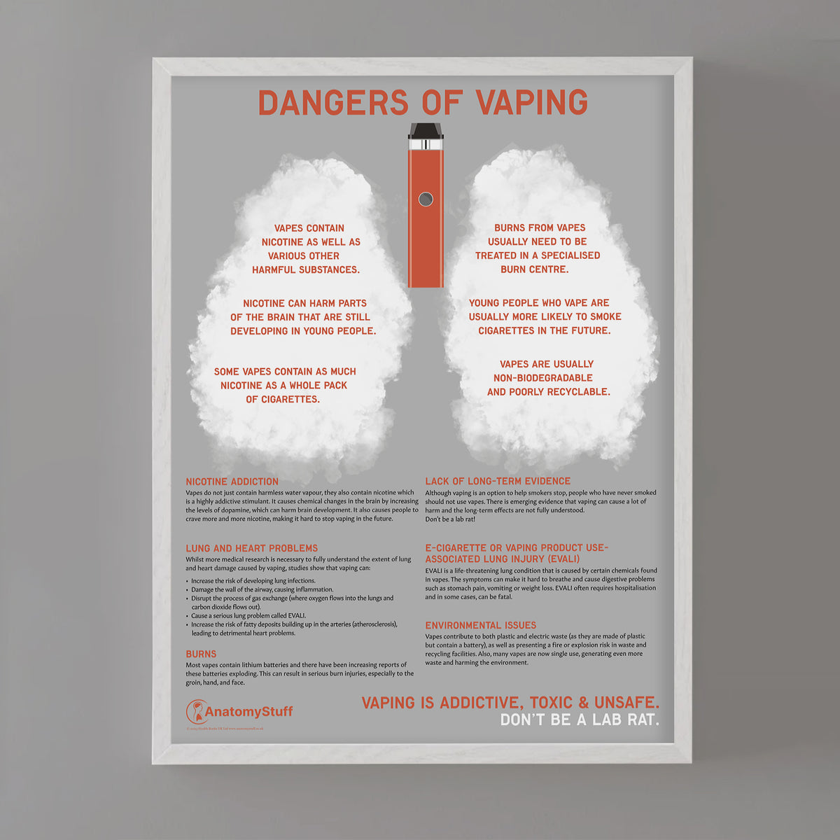 Dangers of Vaping Poster | Chart – AnatomyStuff