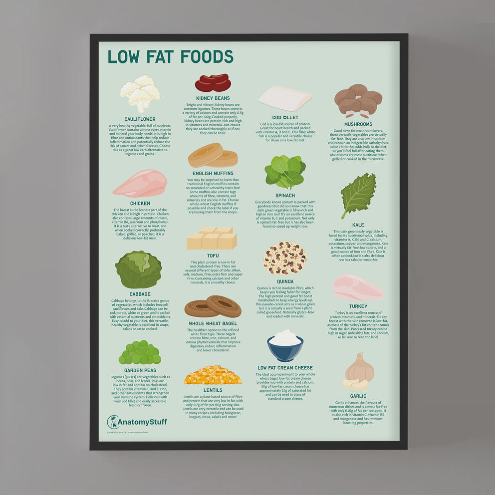 Low Fat Foods Poster | Healthy Low Fat Foods | AnatomyStuff