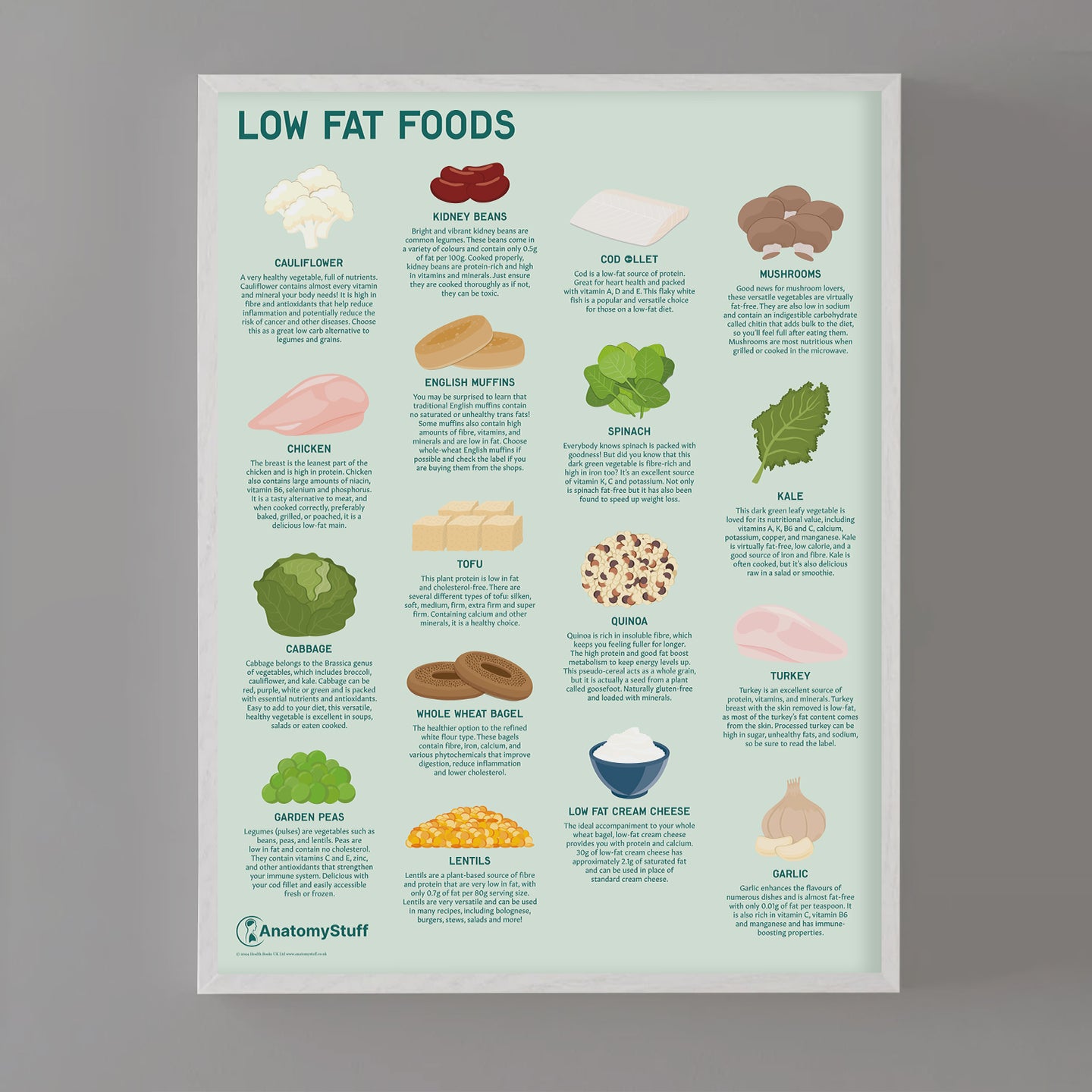Low Fat Foods Poster | Healthy Low Fat Foods | AnatomyStuff