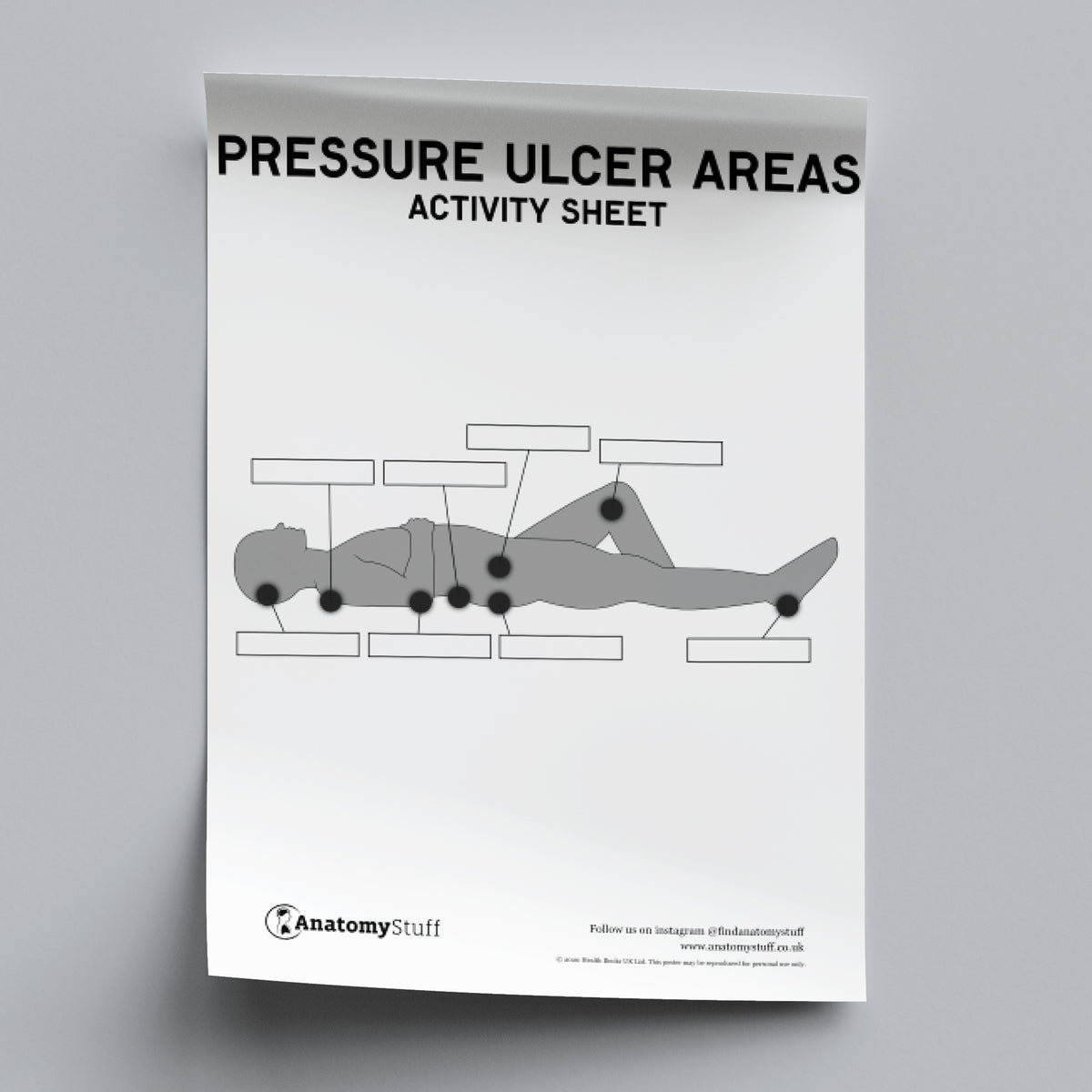 Pressure Ulcer Areas Activity Sheet PDF – AnatomyStuff